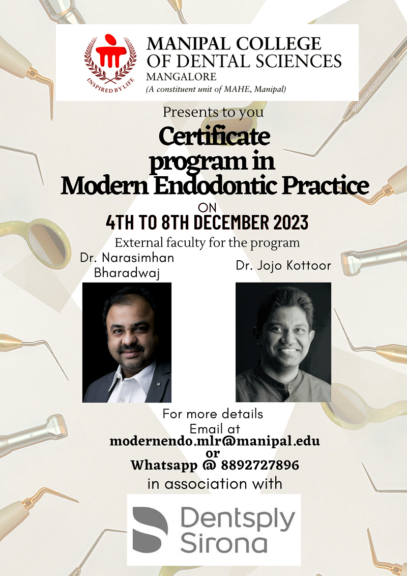Certificate Course In Modern Endodontic Practice 2023